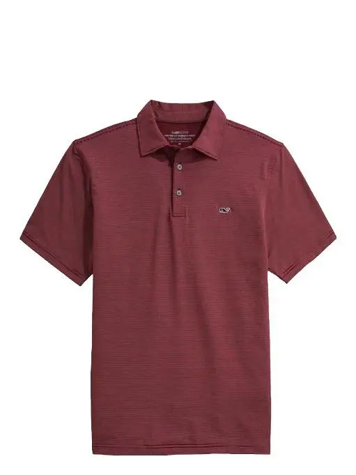 Vineyard Vines St. Jean Stripe Sankaty Performance Polo - Crimson