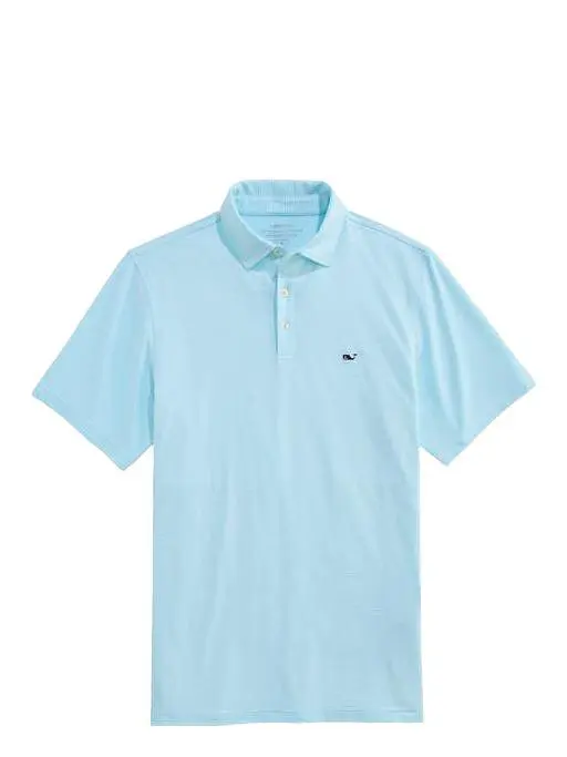 Vineyard Vines St. Jean Stripe Sankaty Performance Polo - White Cap/turquoise
