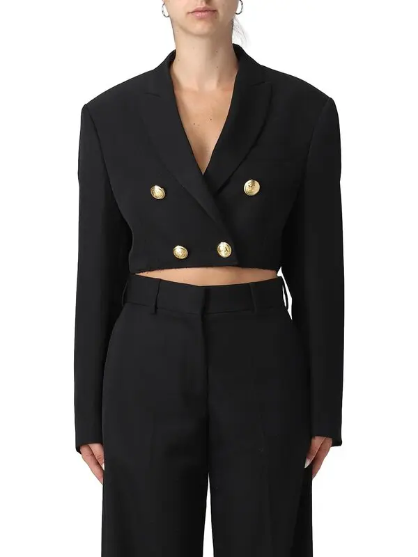 Palm Angels Double-breasted Virgin Wool Blend Blazer - Black