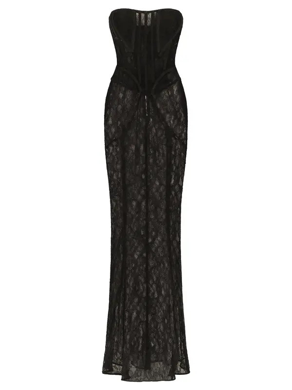Dolce & Gabbana Long Lace Corset Dress - Black