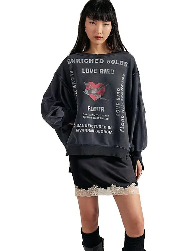 Free People We The Free Graphic Camden Pullover - Bird Combo