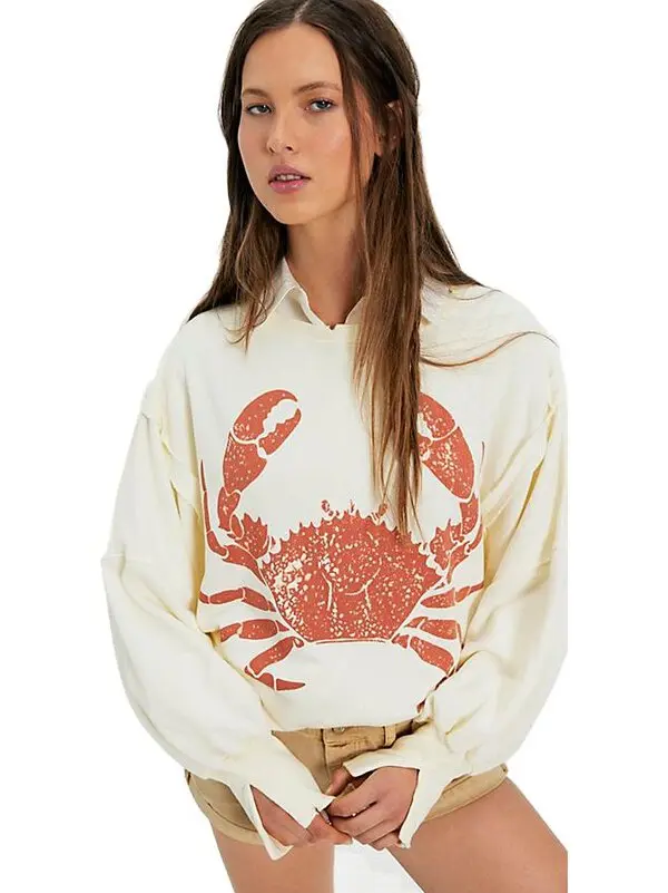 Free People We The Free Graphic Camden Pullover - Crab Combo