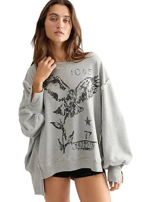 Free People Graphic Duck Pullover - Eagle Combo