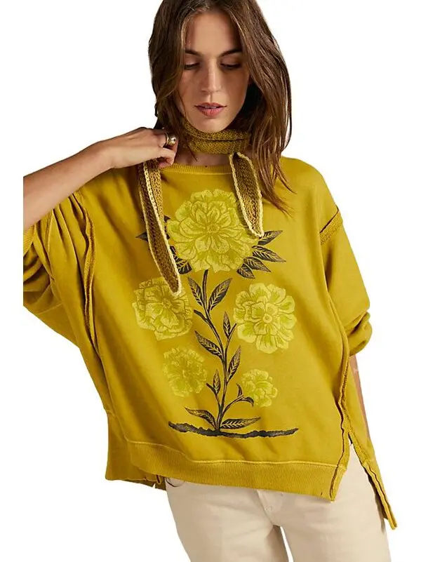 Free People We The Free Graphic Camden Pullover - Lemon Party Combo