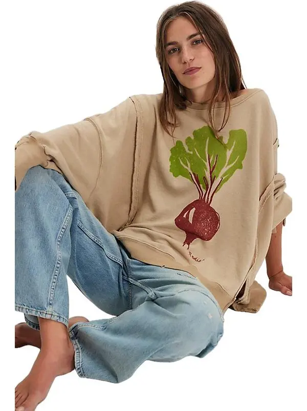Free People We The Free Graphic Camden Pullover - Radish Combo