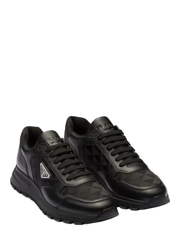 Prada Leather And Re-nylon High-top Sneakers - Black
