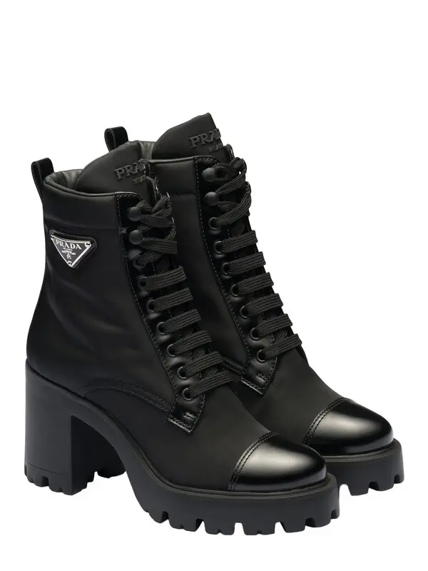 Prada Re-nylon And Leather Booties - Black