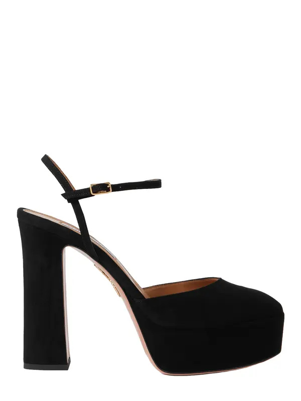 AQUAZZURA Groove Plateau 120 Suede Platform Pumps - Black