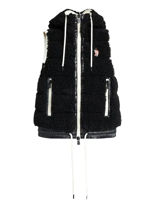 Moncler Faux Sherpa Puffer Vest - Black