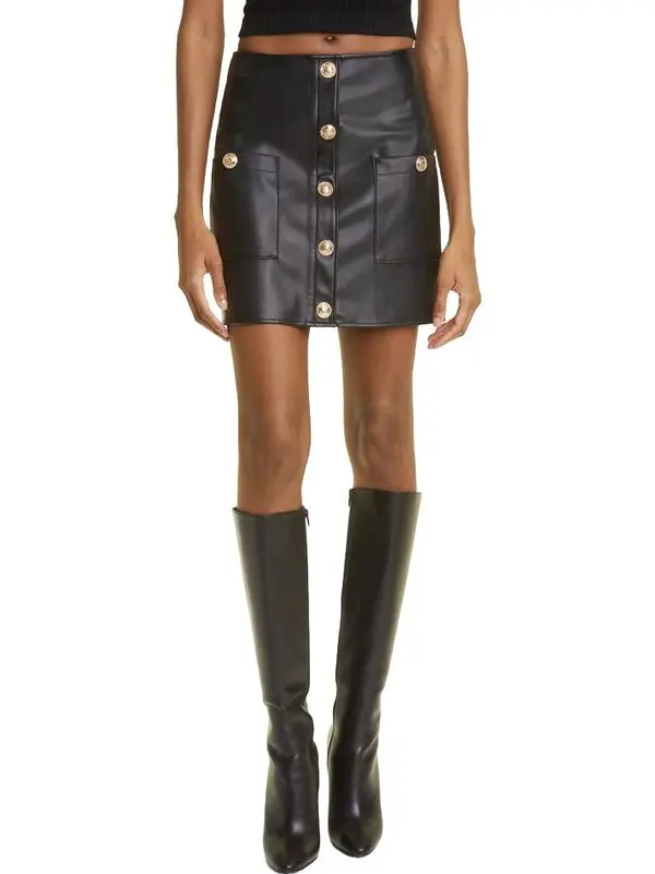 L'AGENCE Truman Faux Leather Miniskirt - Onyx