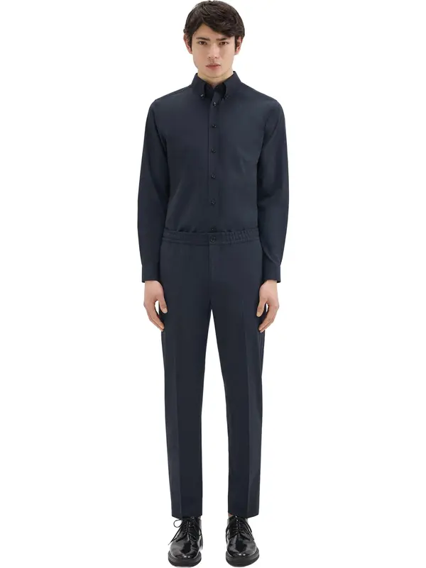 Theory Larin Drawstring Stretch Wool Pant - Navy