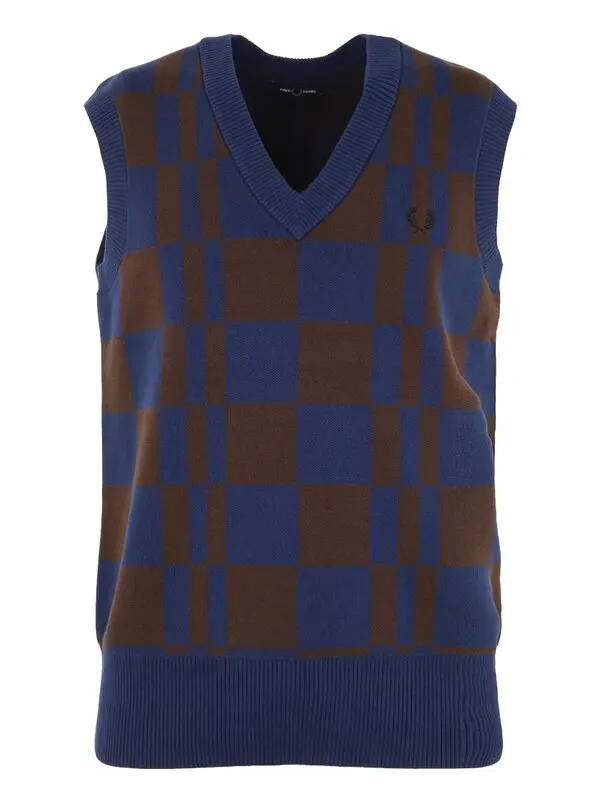 Fred Perry Fp Chequerboard Tank - Blue