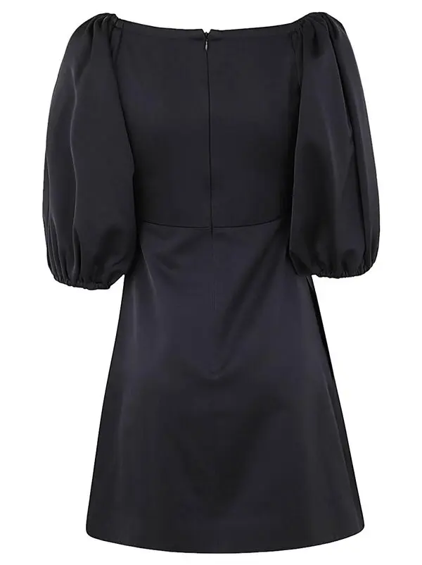 Patou Volume Sleeves Drawstring Dress - Black