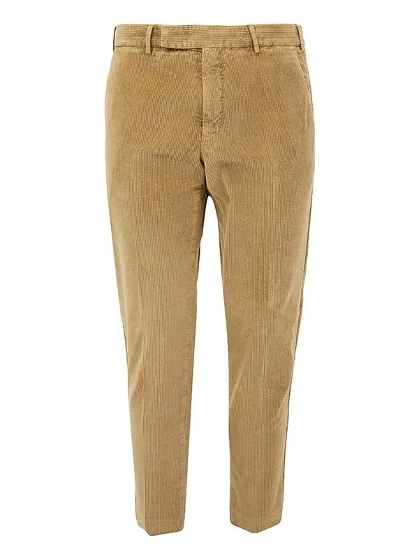 PT TORINO Flat Front Trousers With Diagonal Pockets - Green