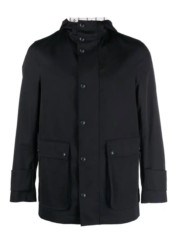 Thom Browne Simplified Snap Front Rain Parka - Blue