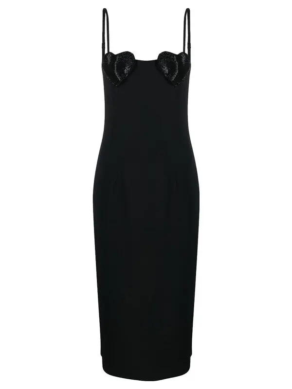 Blumarine Heart Sequin Embellished Midi Dress - Black