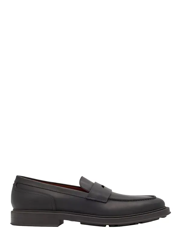 Loro Piana Travis Leather Penny Loafers - Black