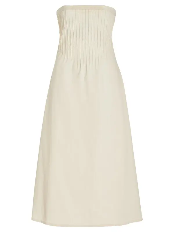 MARLIES GRACE Lou Cotton-blend Midi Dress - Off-white