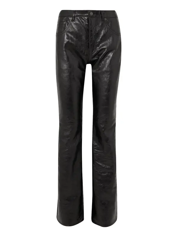 Acne Studios Crinkled Leather Straight-leg Pants - Black