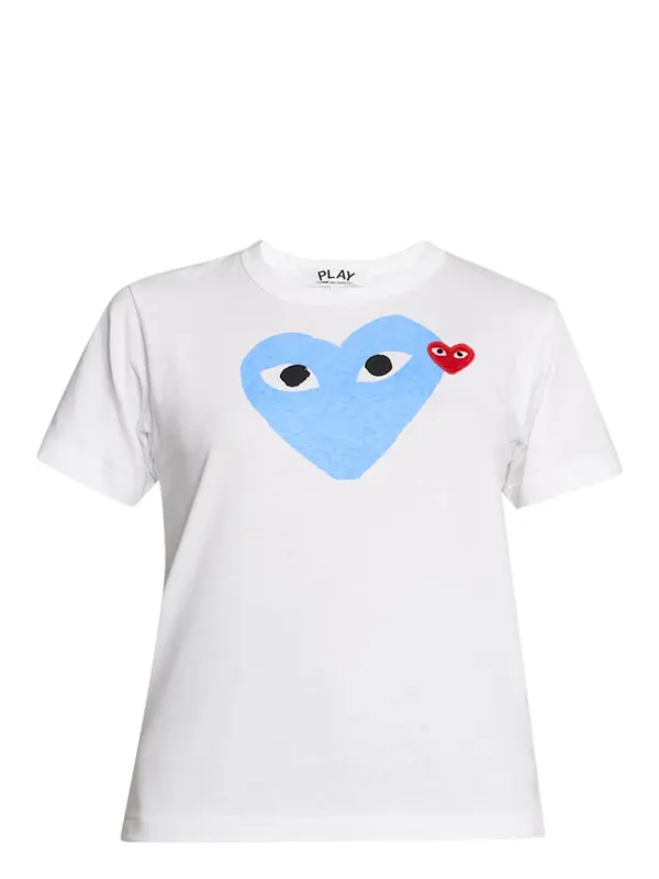 CDG PLAY Heart Eyes Logo T-shirt - Blue