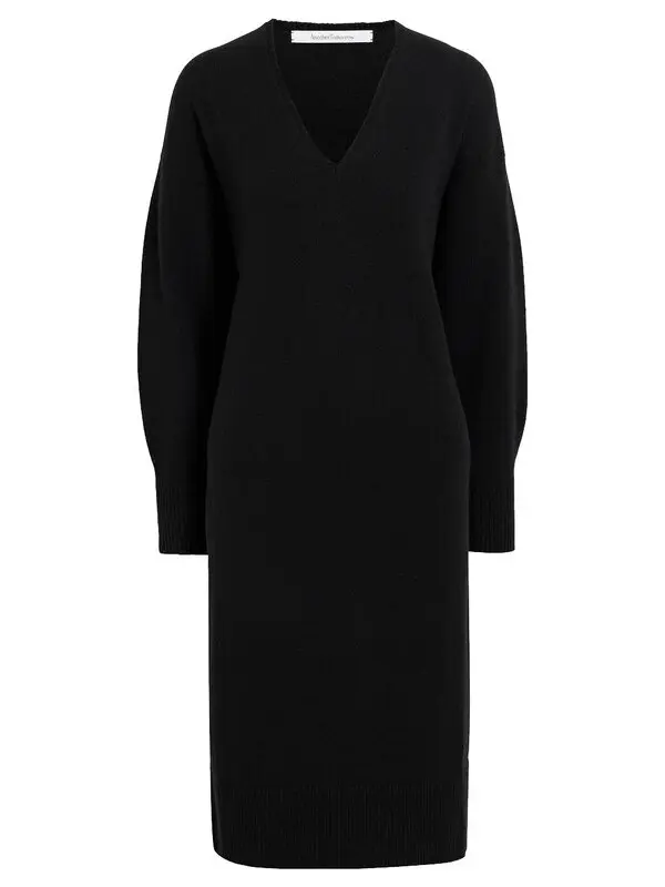 Another Tomorrow Cashmere And Wool-blend Midi Dress - Black