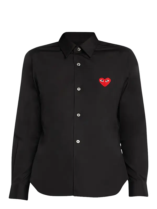CDG PLAY Logo-patch Button-front Shirt - Black
