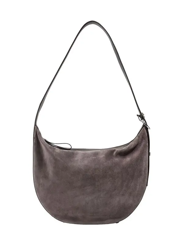 FERRAGAMO Leather-trimmed Suede Shoulder Bag - Taupe