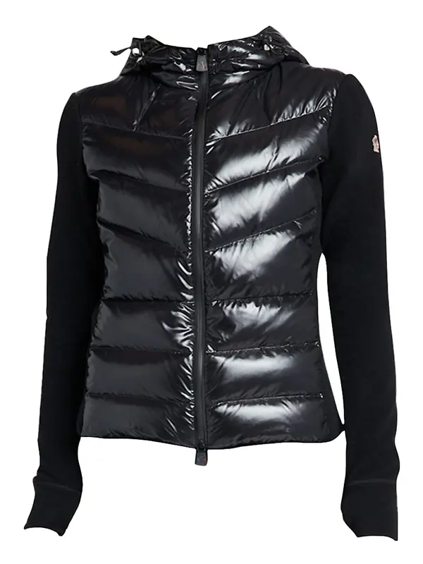 Moncler Puffer Zip-up Cardigan - Black