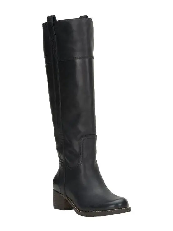 Lucky Brand Hibiscus Knee High Leather Boots - Black Leather