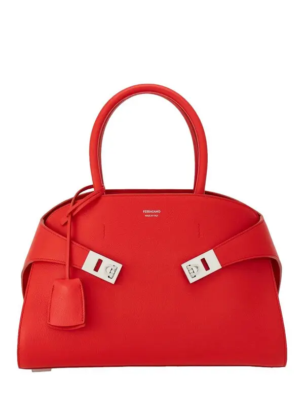 FERRAGAMO Hug Small Leather Top Handle Satchel - Flame Red