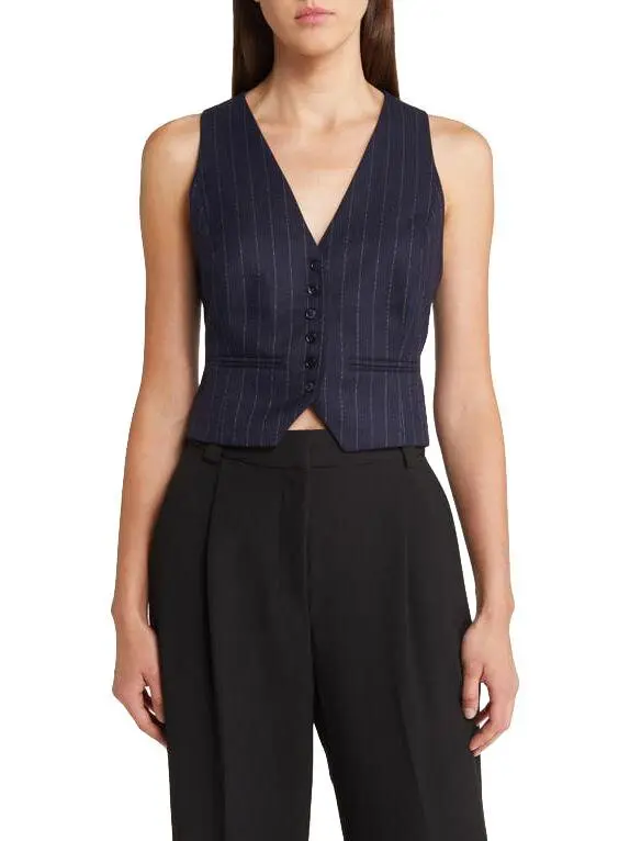 FAVORITE DAUGHTER Pinstripe Vest - Navy Pinstripe
