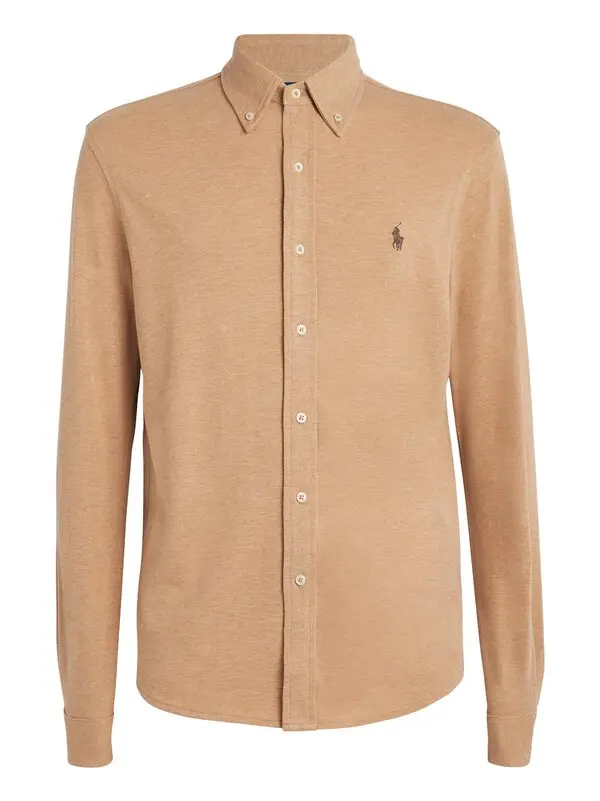 Polo Ralph Lauren Cotton Featherweight Mesh Logo Shirt - Beige