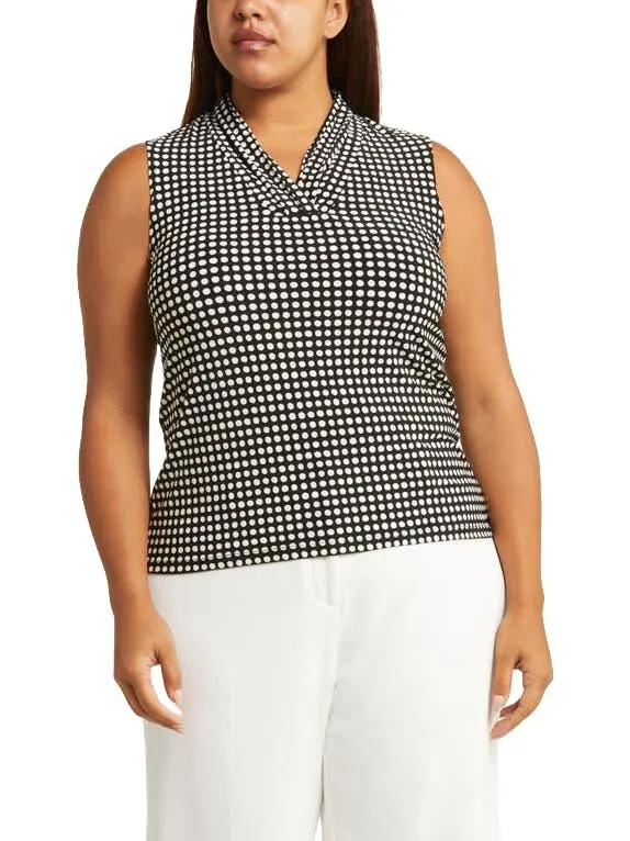 Anne Klein Pearly Polka Dot Sleeveless Top - Anne Black/anne White
