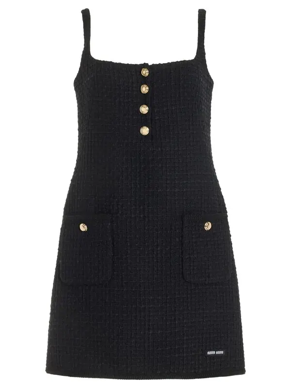 Miu Miu Tweed Wool-blend Mini Dress - Black