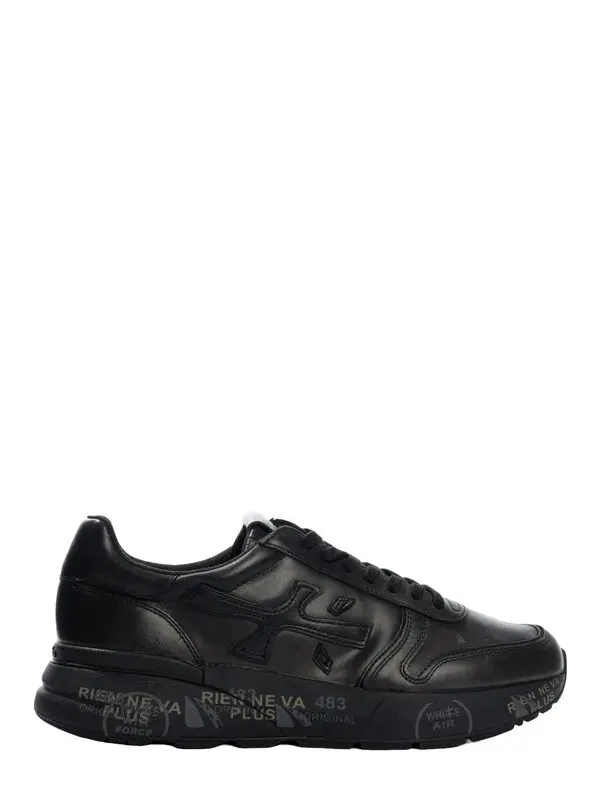 Premiata Mick Calf Leather Sneakers With Tone-on-tone Logo - Black