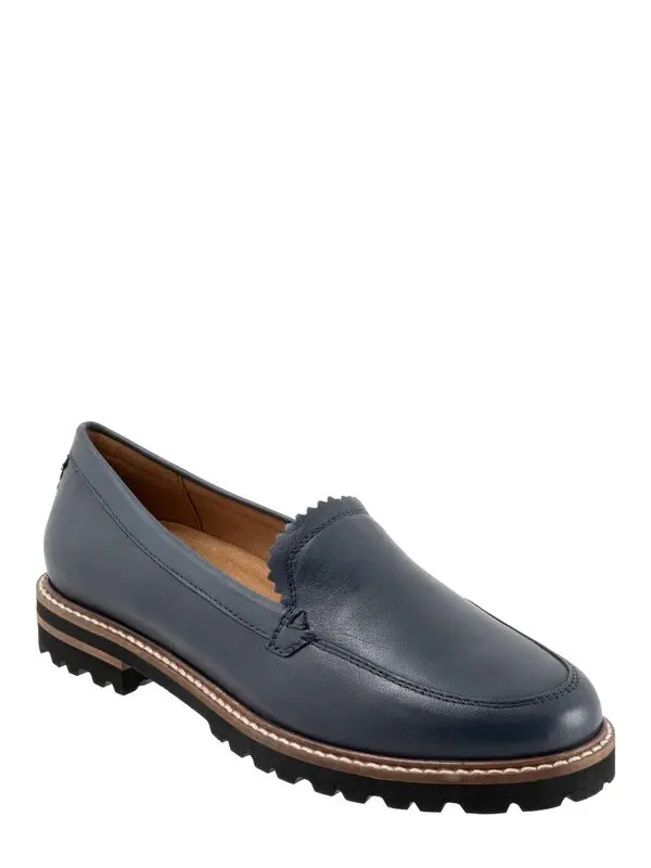 Trotters Fayth Leather Loafer - Navy