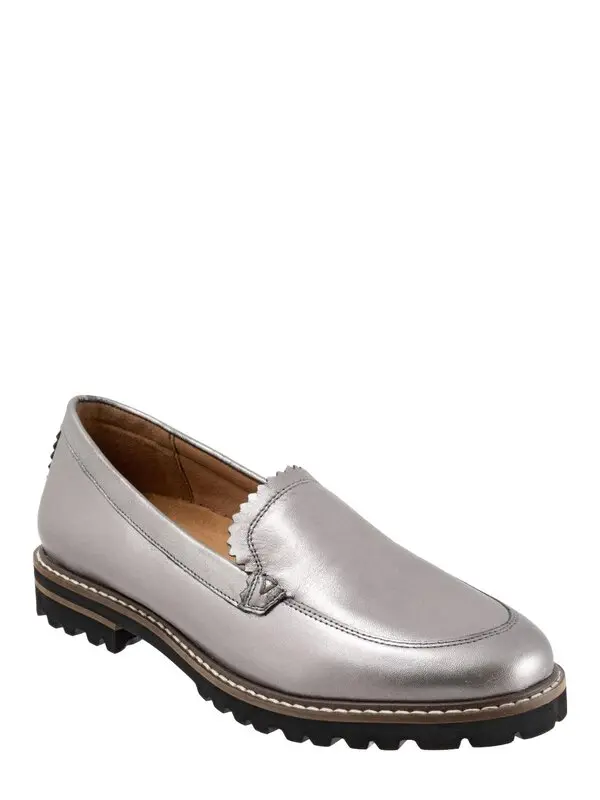Trotters Fayth Leather Loafer - Pewter
