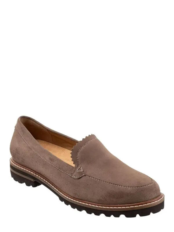 Trotters Fayth Leather Loafer - Stone Suede