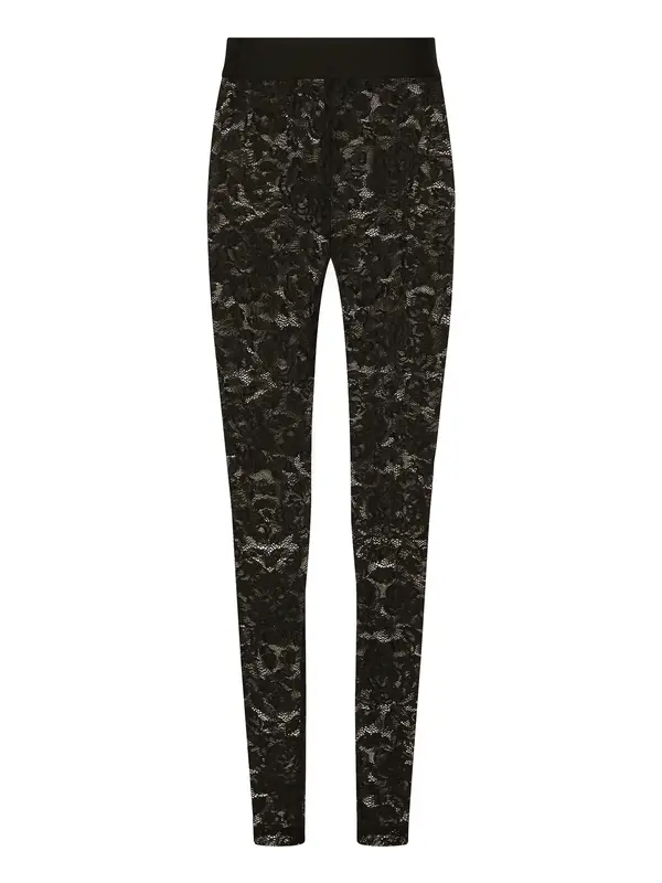 Dolce & Gabbana Floral Lace-stitch Leggings - Black