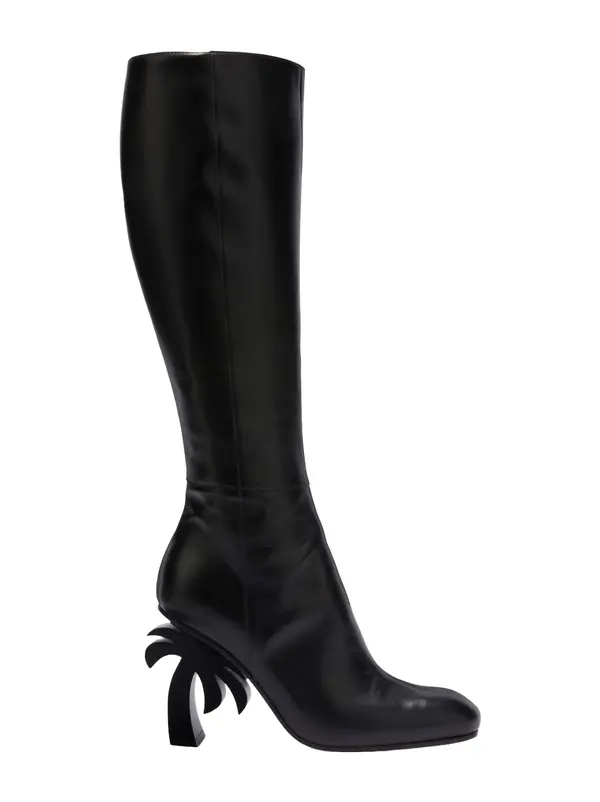 Palm Angels Palm-heel Leather Knee Boots - Black