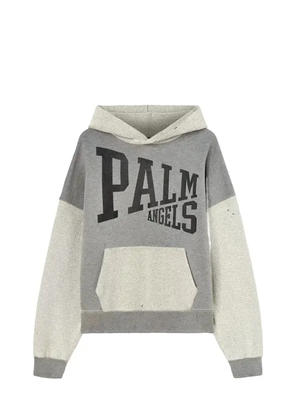 Palm Angels Logo-print Cotton Hoodie - Grey