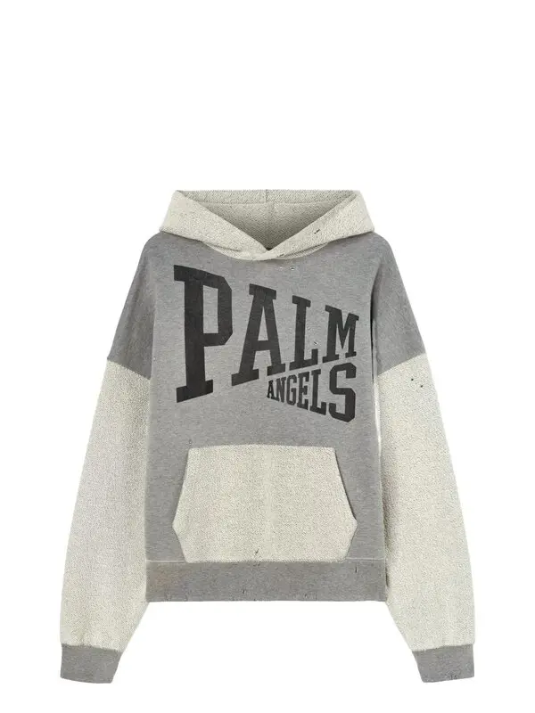 Palm Angels Logo-print Cotton Hoodie - Grey