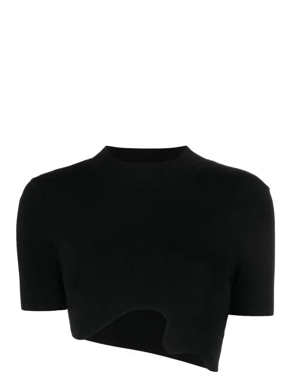Christopher Esber Maparadita Asymmetric Ribbed Top - Black