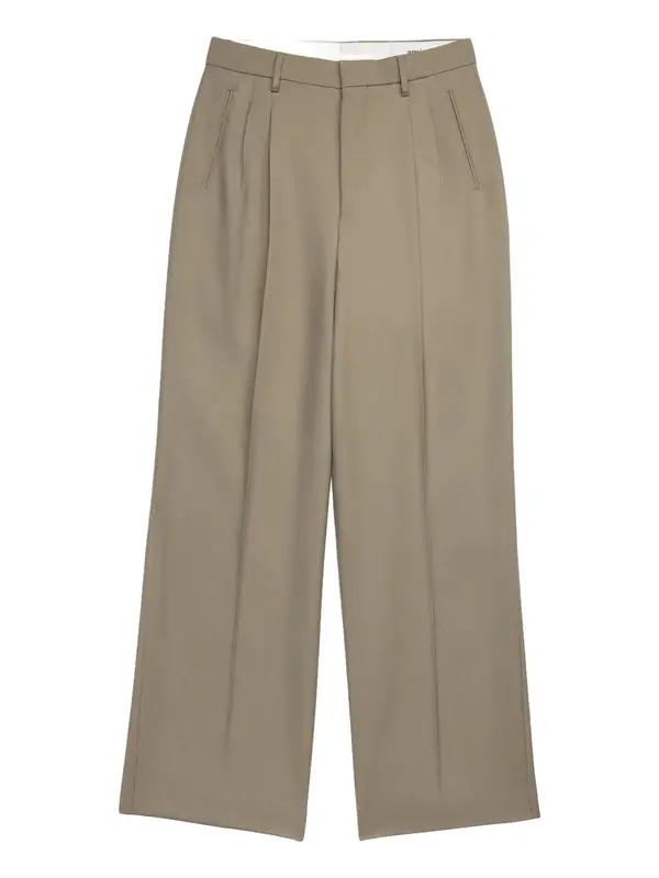 Ami High-waisted Pleated Wool Trousers - Neutrals