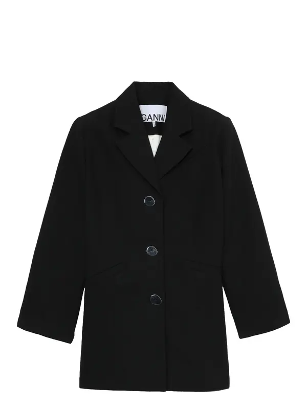 GANNI Single-breasted Blazer With Shoulder Pads - Black