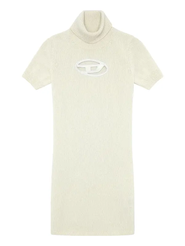 DIESEL® M-argaret" Knitted Minidress With Embroidered Logo - Neutrals