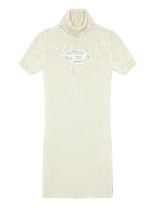 DIESEL® M-argaret" Knitted Minidress With Embroidered Logo - Neutrals