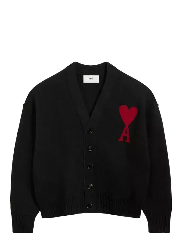 Ami Intarsia-knit Cardigan - Black