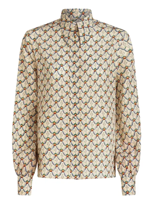Etro Floral-print Silk Shirt - Neutrals