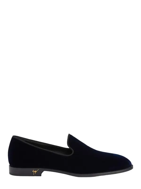 GIUSEPPE ZANOTTI Gatien Almond-toe Velvet Loafers - Blue